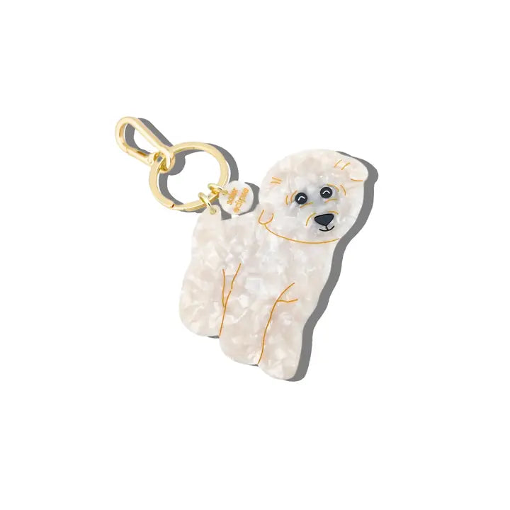 The Hand-Painted Bichon Frise Bag Charm + Keychain – Thread + Seed