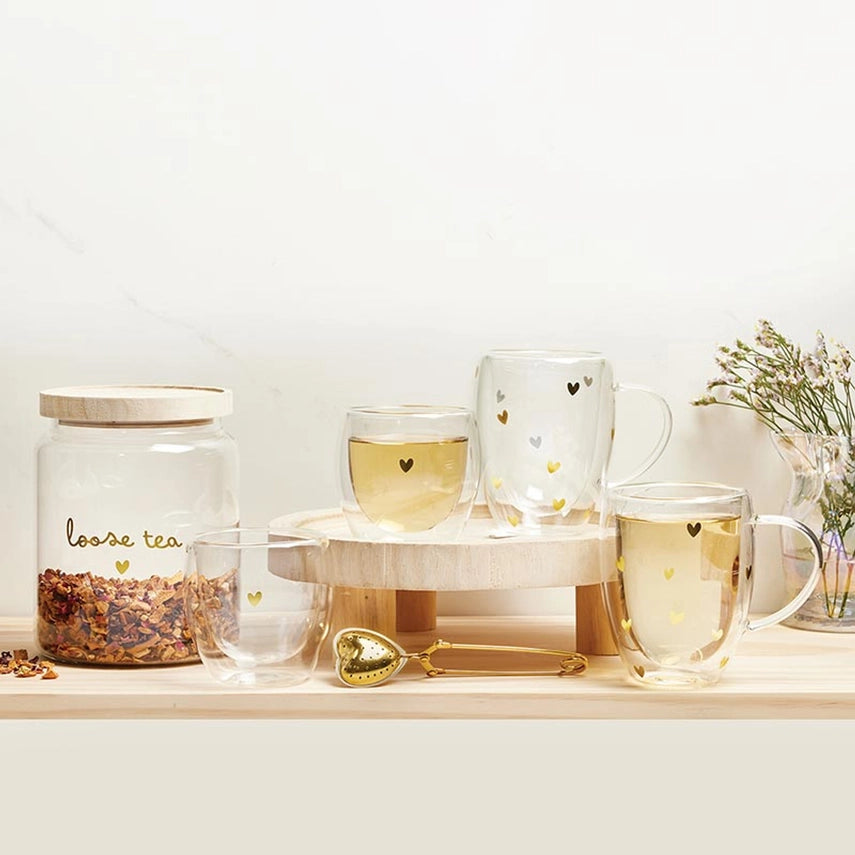 The Gold Foil Heart Double Wall Tea Cup – Thread + Seed