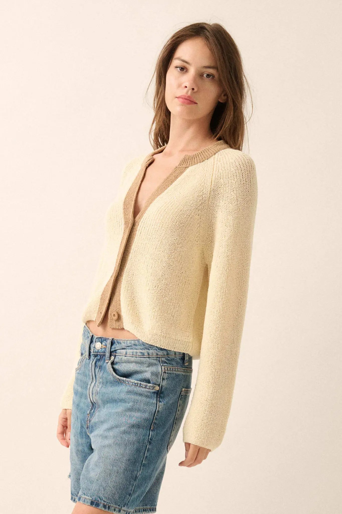 The Imogen Cream Contrast Cardigan – Thread + Seed