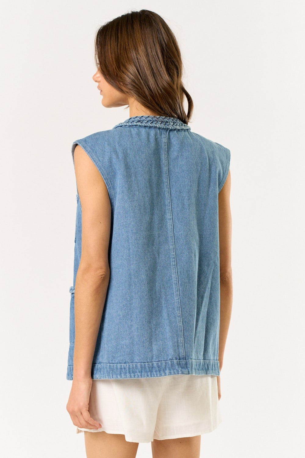 The Jackie Sleeveless Braided Denim Jacket – Thread + Seed