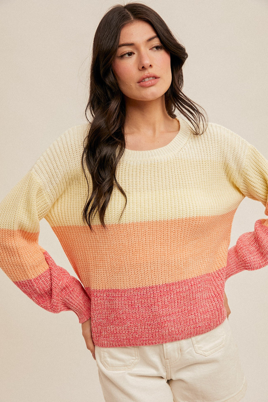 The Meggy Orange Color Block Sweater – Thread + Seed