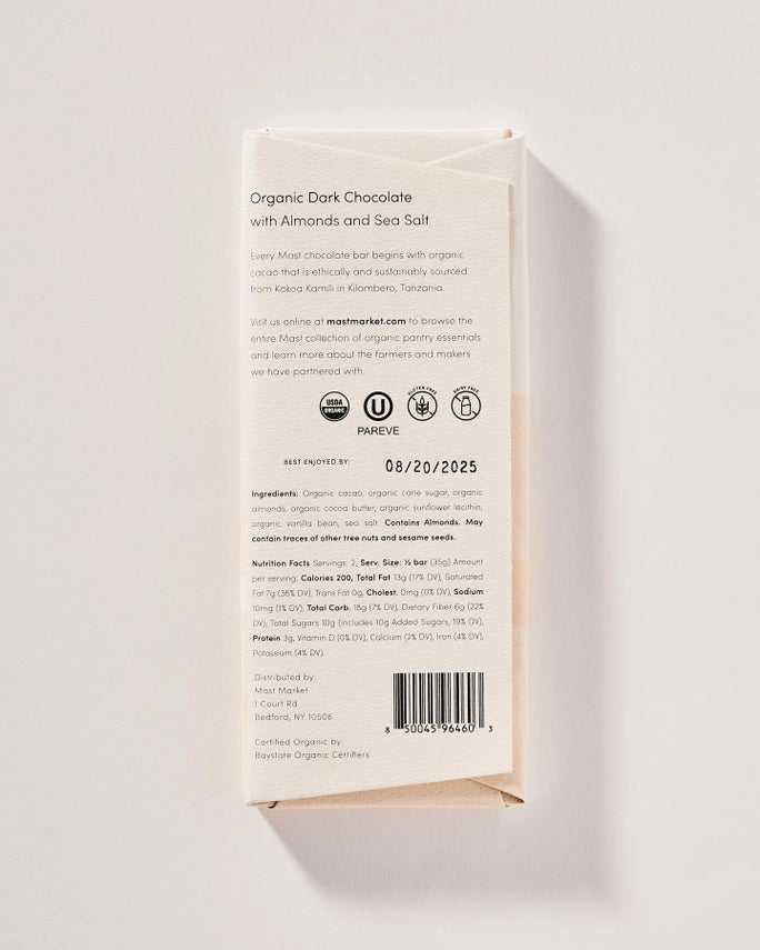 The Organic Dark Chocolate - Almonds + Sea Salt by Mast – Thread + Seed