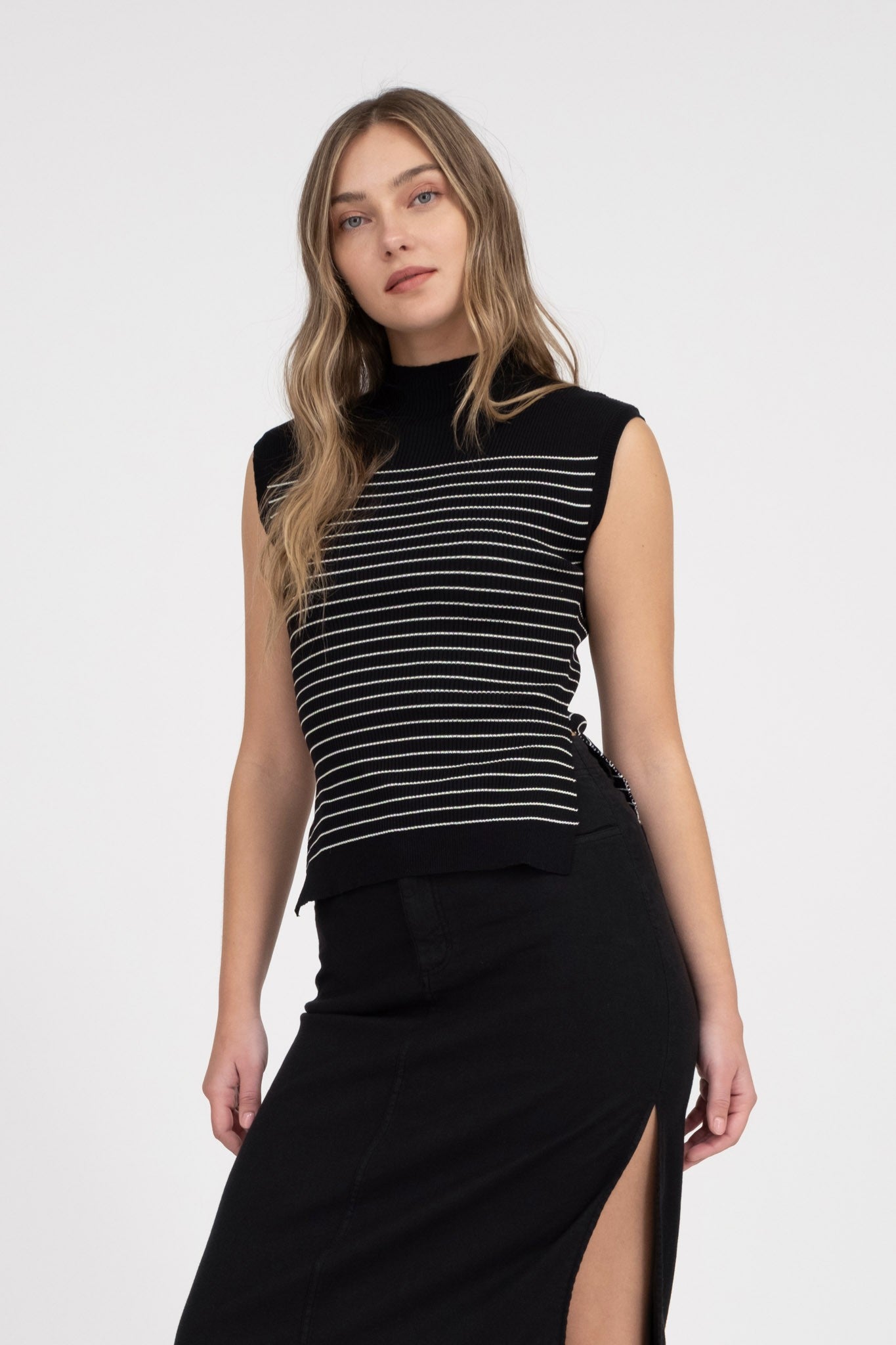 The Sharon Stripe Mock Neck Sweater – Thread + Seed