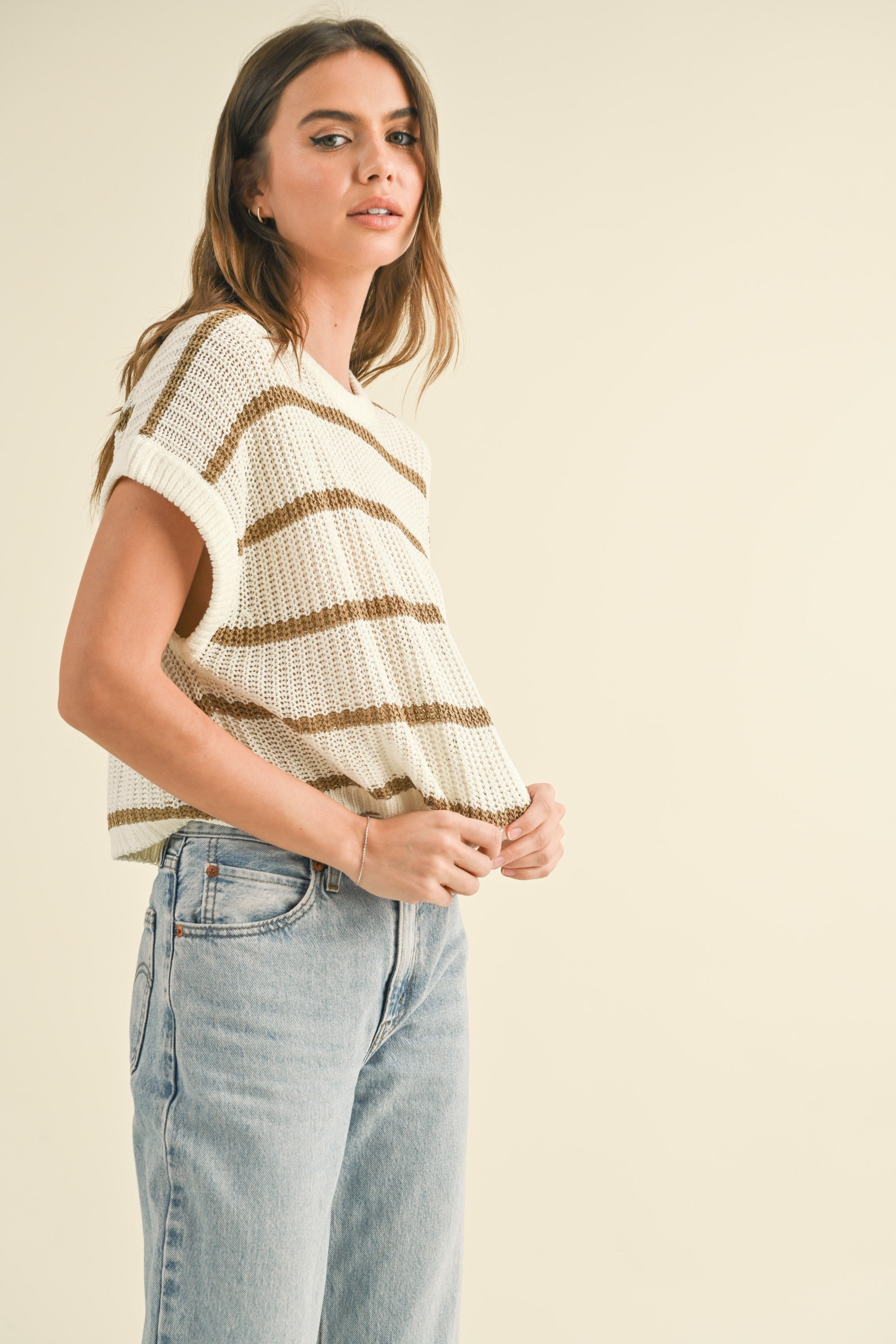 The Nila Dolman Stone Stripe Knitted Top – Thread + Seed