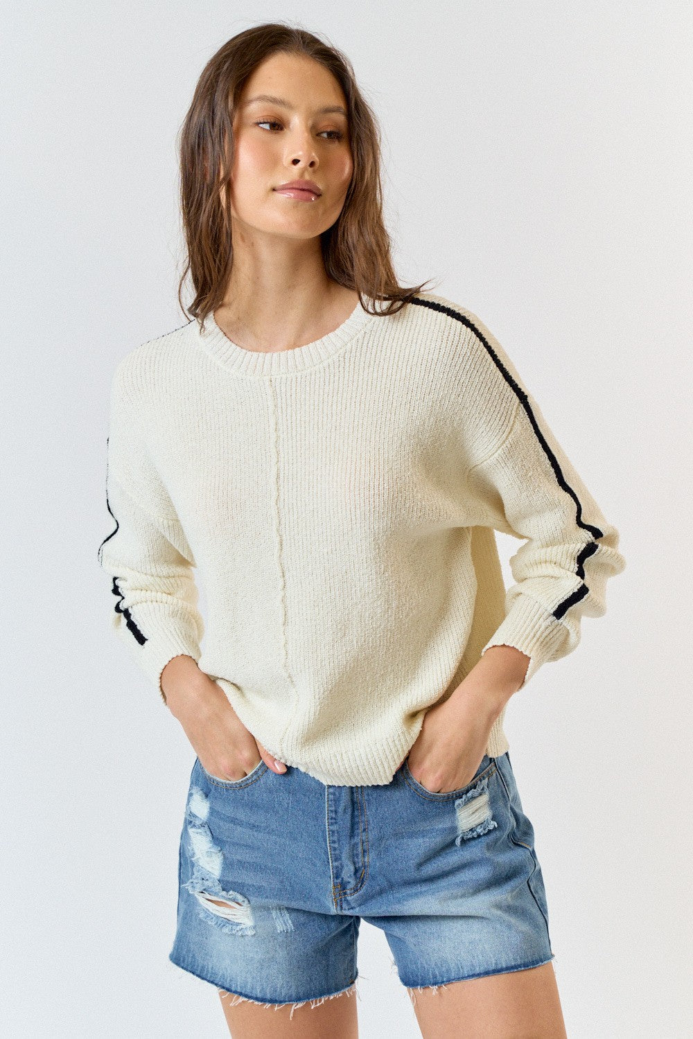 The Cori Long Sleeve Contrast Sweater – Thread + Seed