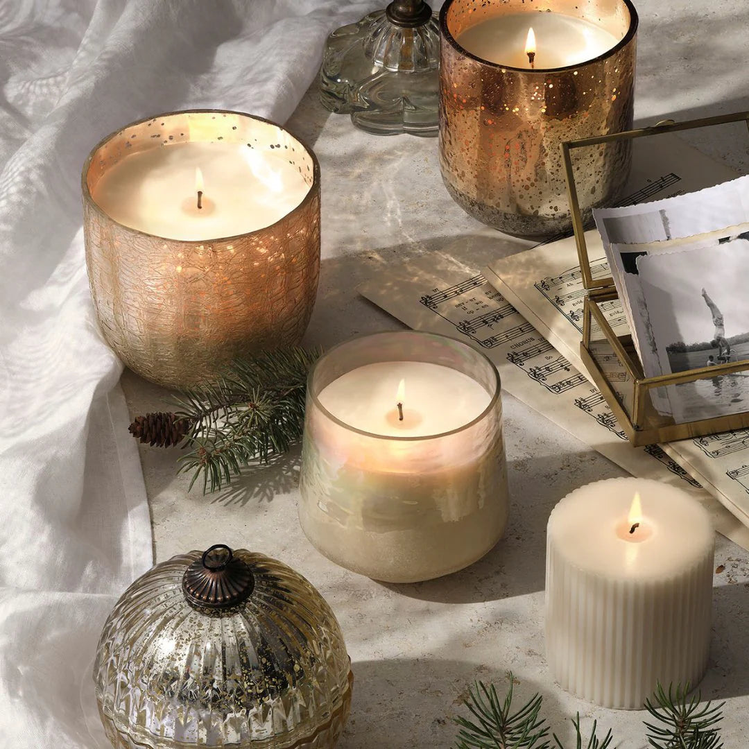 The Winter White Small Radiant Glass Candle – Thread + Seed