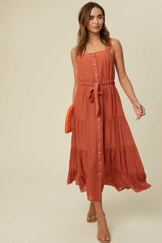 The Daphne Texture Tiered Midi Dress – Thread + Seed