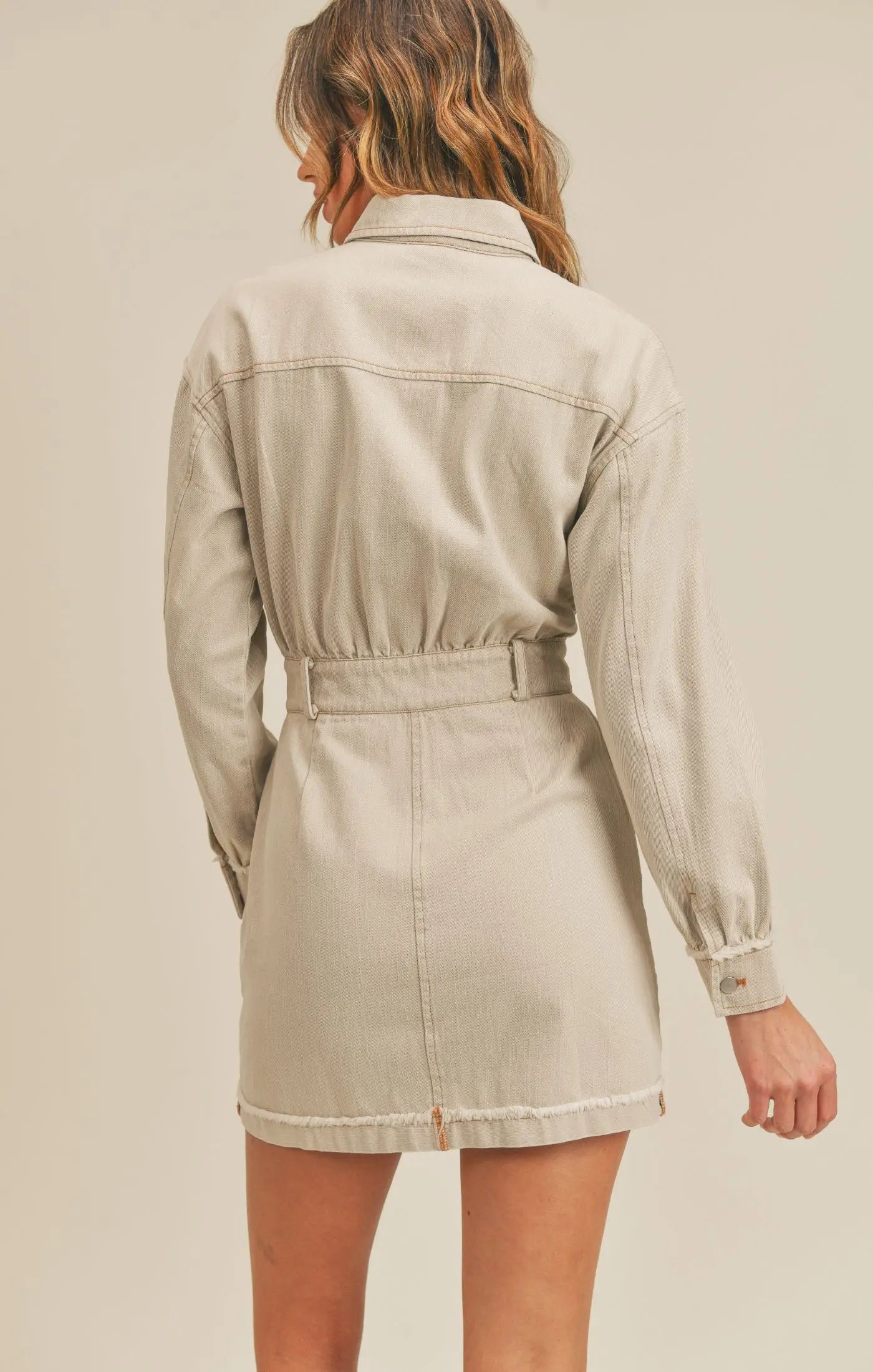 The Echo's Sister Distressed Denim Mini Dress – Thread + Seed