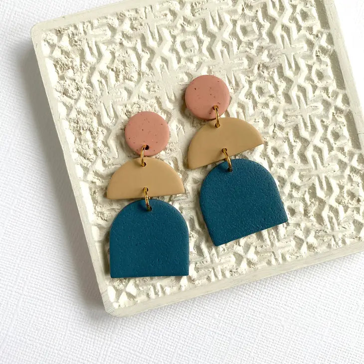The Boho Color Block Clay Earrings – Thread + Seed