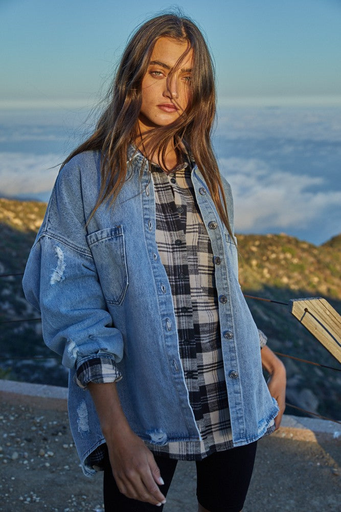 The Bayley Distressed Denim Jacket – Thread + Seed
