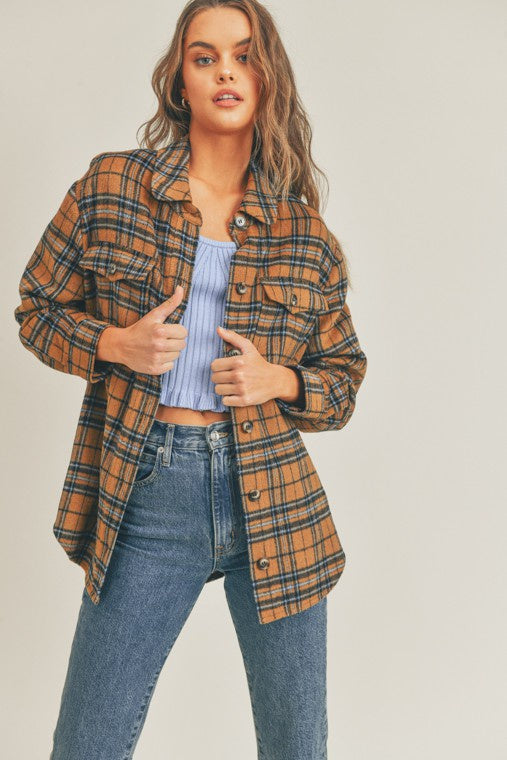 The Kayla Plaid Flannel Jacket – Thread + Seed