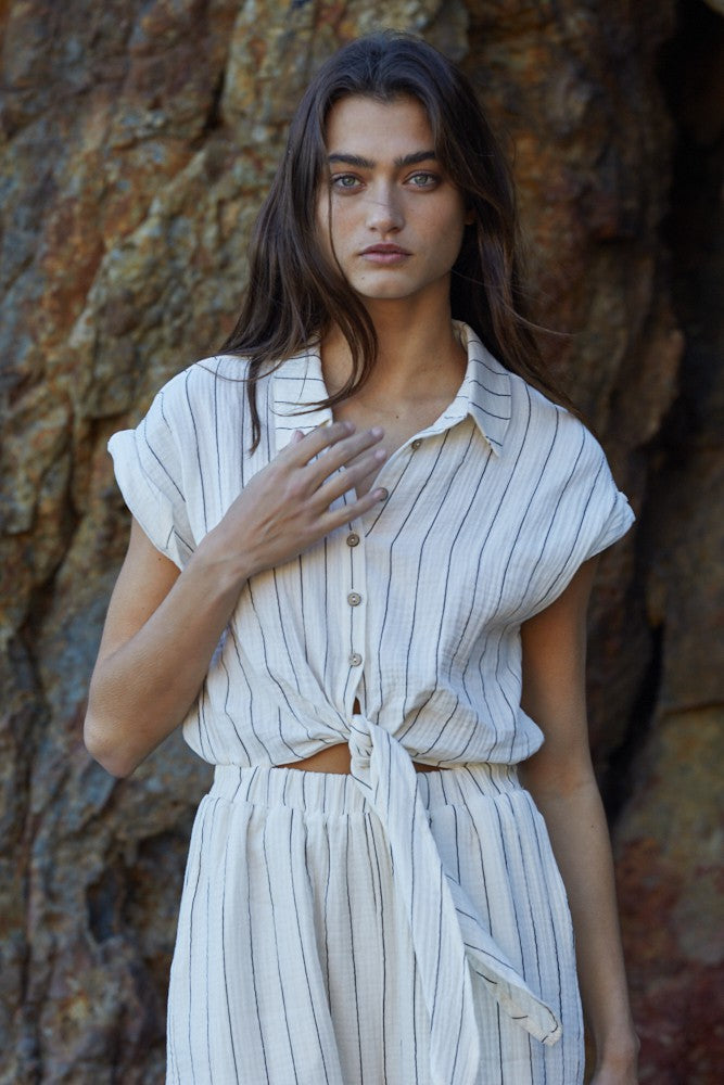 The Tobi Striped Linen Jumpsuit – Thread + Seed